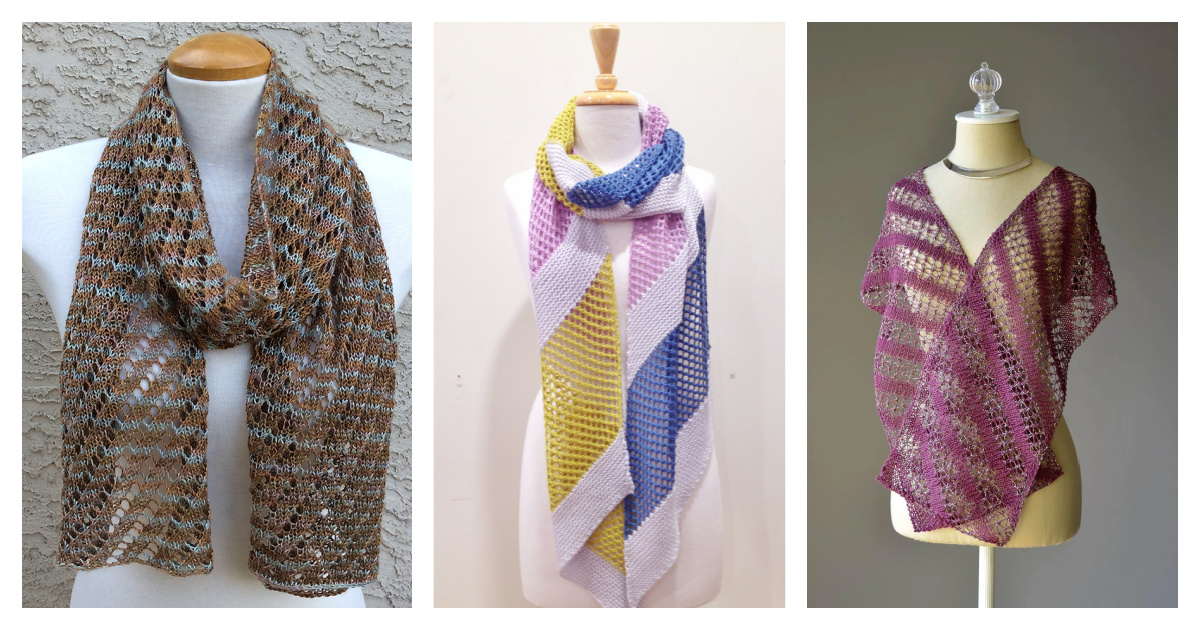 8 Diagonal Lace Scarf Free Knitting Pattern